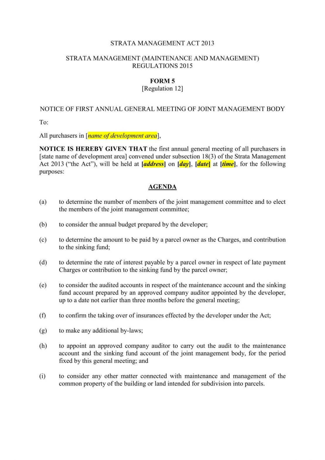 Strata Management Form 5 - BurgieLaw