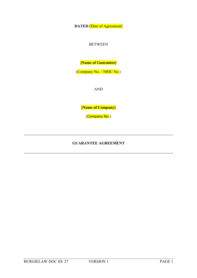  Guarantee Agreement Template BurgieLaw