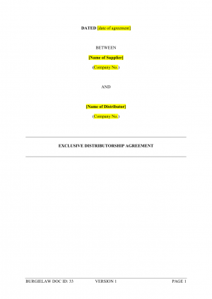 Exclusive Distributorship Agreement Template - BurgieLaw