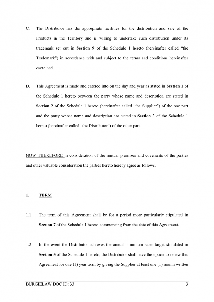Exclusive Distributorship Agreement Template - BurgieLaw
