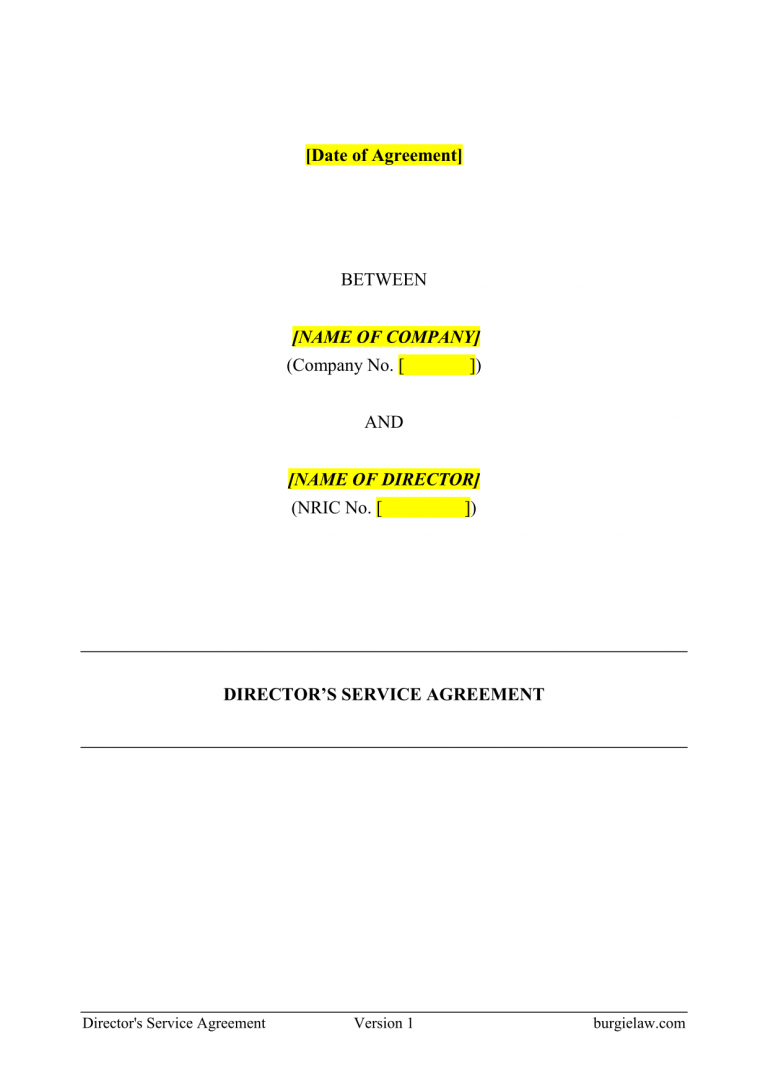 Director's Service Agreement Template - BurgieLaw